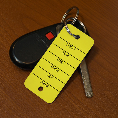 Stock# Yellow - Auto Dealership Key Tags