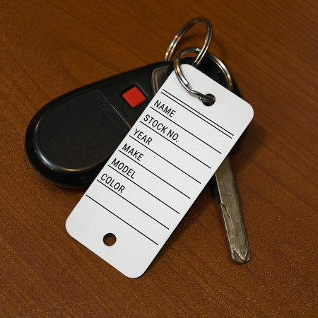 Name-Stock-Year White - Auto Dealership Key Tags