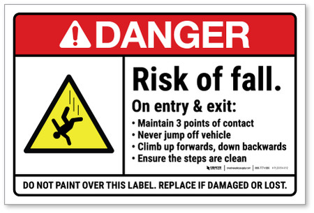 Danger: ANSI Risk of Fall with Hazard Icon - Label