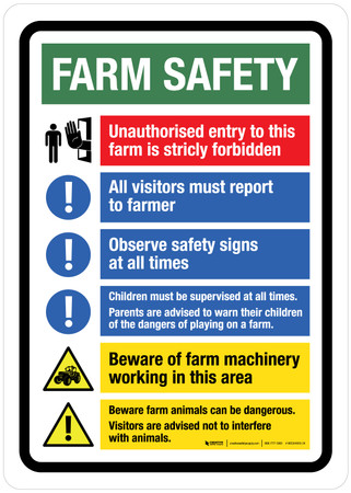 Farm Safety Multi-Hazard Portrait - Wall Sign