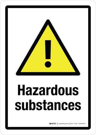 Hazardous Substances with Hazard Icon Portrait - Wall Sign