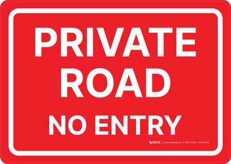 Private Road: No Entry Landscape - Wall Sign