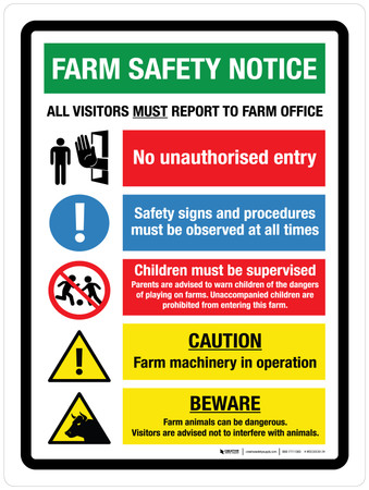 Farm Safety Notice Warnings - All Visitors Report To Farm Office ...