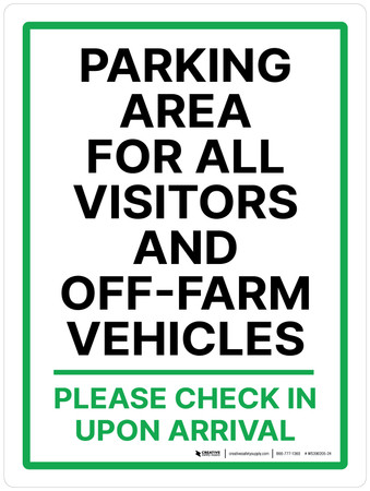 Parking Area For All Visitors And Off-Farm Vehicles Portrait - Wall Sign