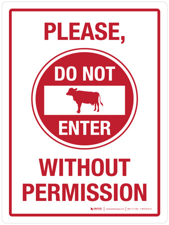 Please Do Not Enter Without Permission with Icon Portrait - Wall Sign