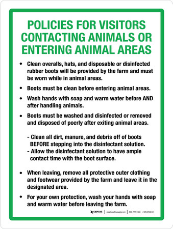 Policies For Visitors Contacting Animals Or Entering Animal Areas ...