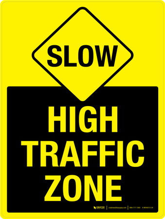 Slow: High Traffic Zone Portrait - Wall Sign