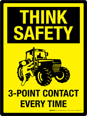 Think Safety: 3-Point Contact Every Time Tractor Safety Portrait - Wall ...