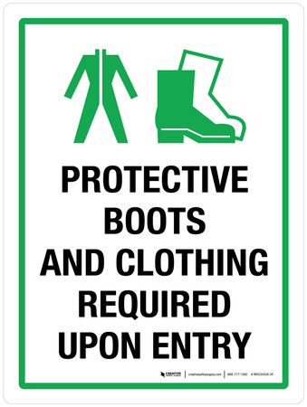 Protective Boots And Clothing Required Upon Entry Portrait - Wall Sign