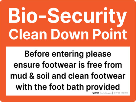 Bio-Security Clean Down Point Landscape - Wall Sign | Creative Safety ...