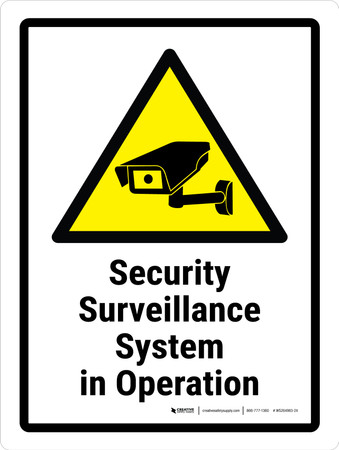 Security Surveillance System In Operation Portrait - Wall Sign