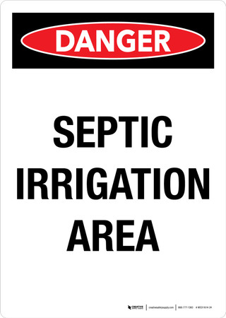 Danger: Septic Irrigation Area Portrait - Wall Sign