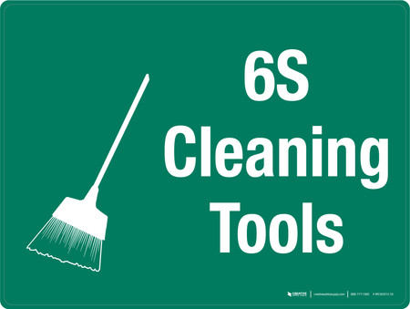 6S Cleaning Tools with Icon Landscape - Wall Sign