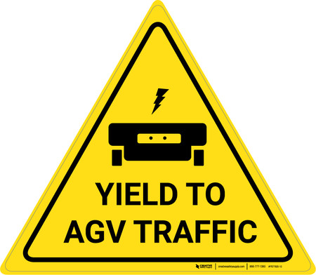 Yield To AGV Traffic with Icon - Floor Sign - Yellow