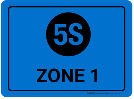 5S Zone 1 Blue Rectangular - Floor Sign