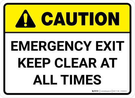 Caution: Emergency Exit Keep Clear at All Times Rectangular - Floor Sign