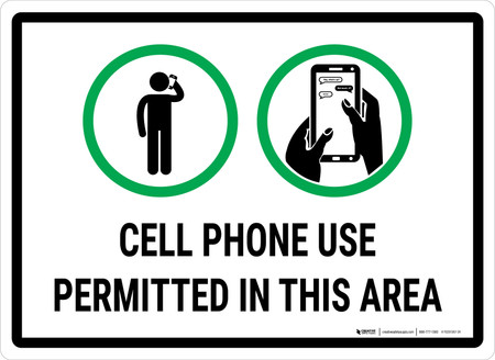 Cell Phone Use Permitted in This Area with Icons Rectangular - Floor Sign