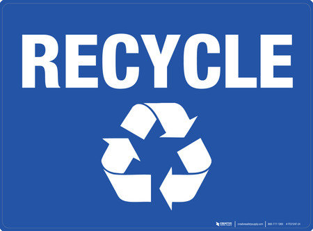Recycle Blue with Icon Rectangular - Floor Sign