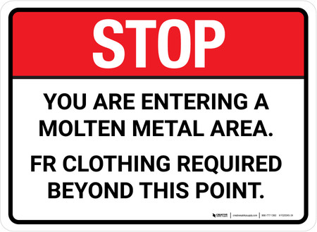 STOP: You Are Entering a Molten Metal Area Rectangular - Floor Sign