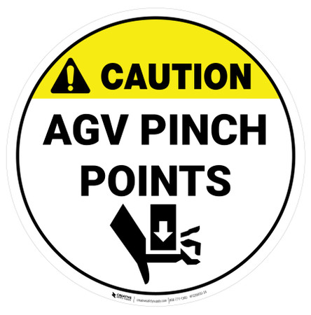 Caution: AGV Pinch Points with Icon Circular - Floor Sign
