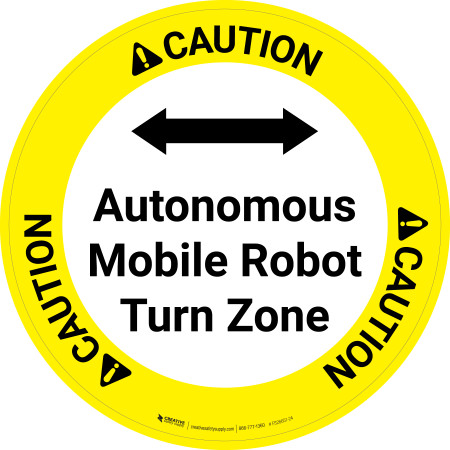 Caution: Autonomous Mobile Robot Turn Zone with Arrows Circular - Floor ...
