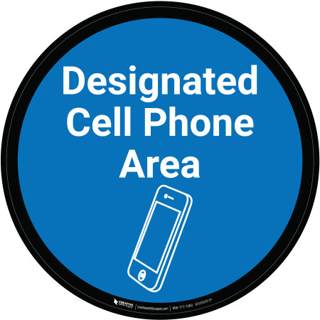 Designated Cell Phone Area Blue with Icon Circular - Floor Sign