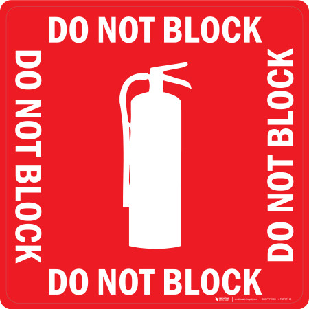 Do Not Block Fire Extinguisher with Icon 4-way Square - Floor Sign