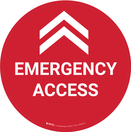 Emergency Access Chevron Icon Red Circular - Floor Sign