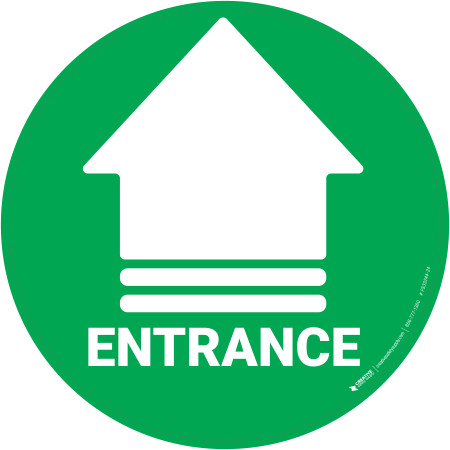 Entrance Arrow Up Green Circular - Floor Sign