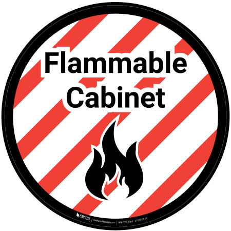 Flammable Cabinet Hazard Red White with Icon Circular - Floor Sign