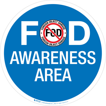 FOD Awareness Area Blue Circular - Floor Sign