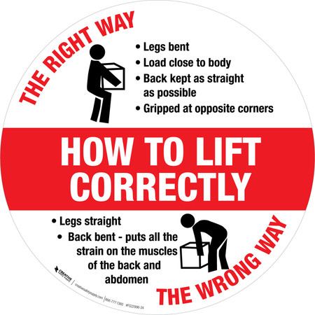 How To Lift Correctly Red White Circular - Floor Sign