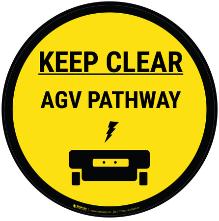 Keep Clear AGV Pathway Yellow with Icon Circular - Floor Sign