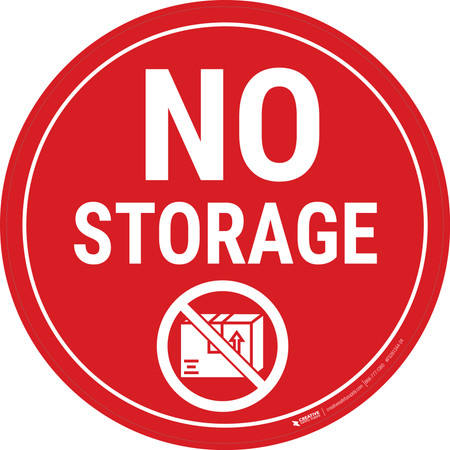 No Storage with Box Icon Red Circular - Floor Sign