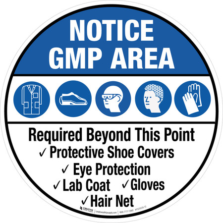 Notice: GMP Area - PPE Required Beyond This Point with Icons Circular ...