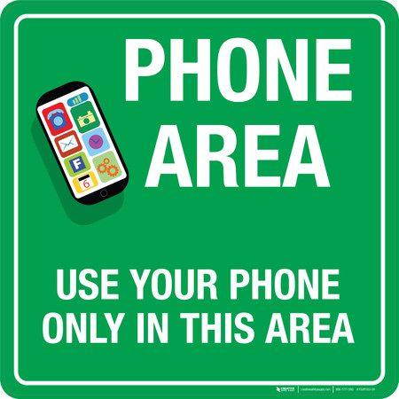 Phone Area - Use Your Phone Only in This Area Green with Icon Square ...