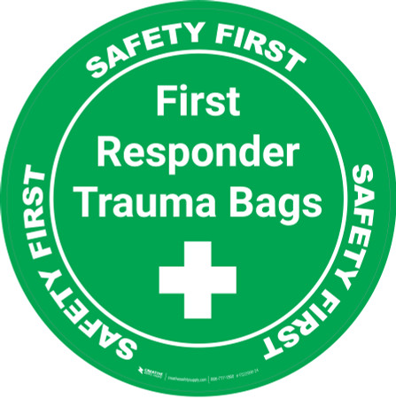 Safety First: First Responder Trauma Bags with Icon Circular - Floor Sign