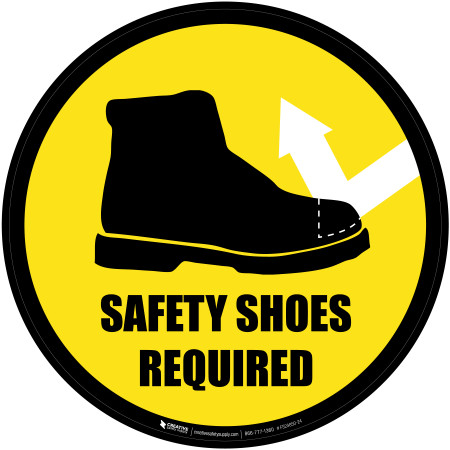 Safety Shoes Required Yellow with Icon Circular - Floor Sign