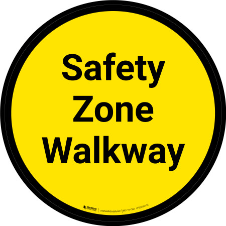 Safety Zone Walkway Yellow Circular - Floor Sign