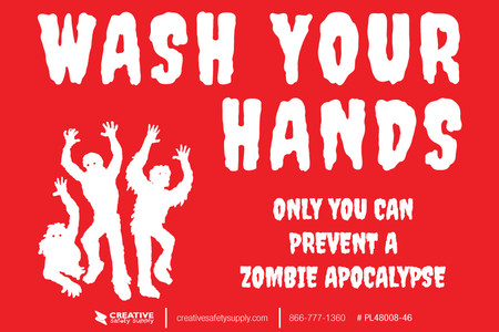 Wash Your Hands - Only You Can Prevent a Zombie Apocalypse Red - Label