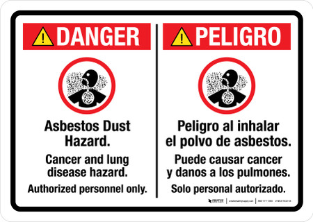 Danger: Asbestos Dust Hazard Cancer And Lung Disease Hazard with Icon ...