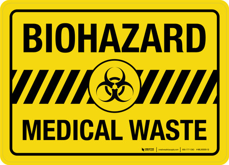 Biohazard Medical Waste with Icon Landscape - Wall Sign