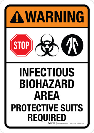 Warning: ANSI Infectious Biohazard Area Protective Suits Required ...