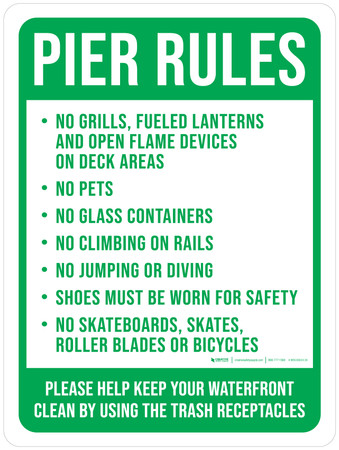 Pier Rules Portrait - Wall Sign