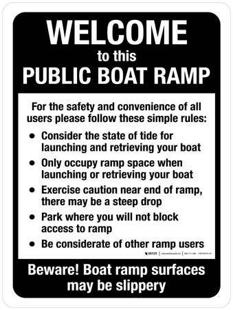 Welcome To This Public Boat Ramp Portrait - Wall Sign