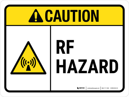 Caution: ANSI RF Hazard Landscape - Wall Sign