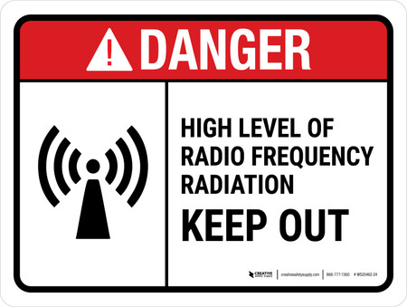 Danger: ANSI High Level Of Radio Frequency Radiation Keep Out Landscape ...