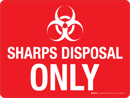 Sharps Disposal Only Red Landscape - Wall Sign