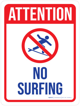 Attention: No Surfing with Icon Portrait - Wall Sign