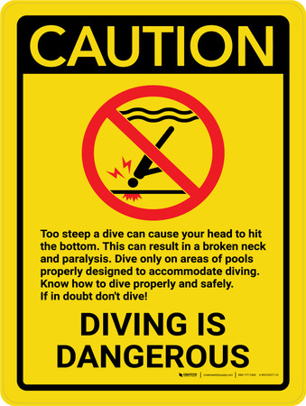 Caution: Diving Is Dangerous with Icon Portrait - Wall Sign | Creative ...